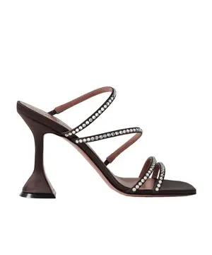 Amina Muaddi Square-headed High-heeled Sandals With Crystal Embellishments