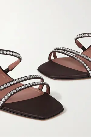 Amina Muaddi Square-headed High-heeled Sandals With Crystal Embellishments