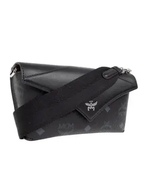 Mcm Monogram Shoulder Bag With Magnetic Closure - Black
