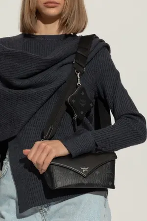 Mcm Monogram Shoulder Bag With Magnetic Closure - Black