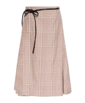 Bottega Veneta Checked Midi Skirt