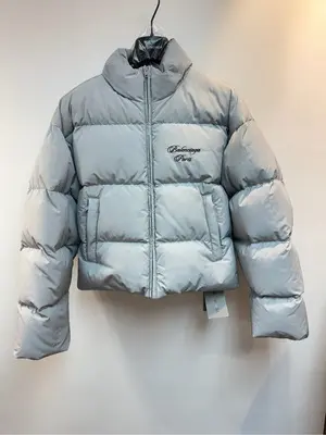 Balenciaga Logo Embroidered Zip-up Puffer Jacket
