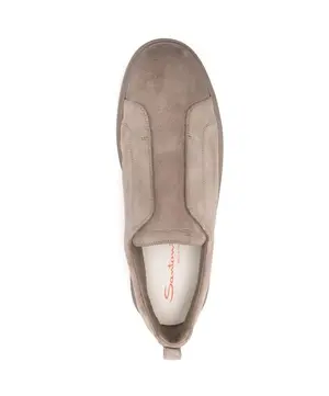 Santoni Logo Printed Slip-on Sneakers - Nude