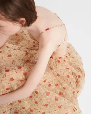 Prada Floral Printed Midi Skirt - Red