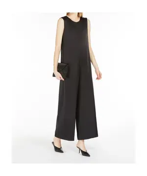 Max Mara Sleeveless V-neck Wide-leg Jumpsuit With Back Ties