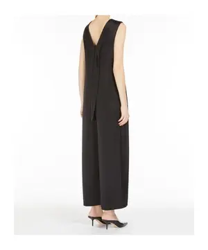 Max Mara Sleeveless V-neck Wide-leg Jumpsuit With Back Ties