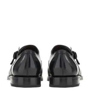 FERRAGAMO Leather Buckled Monk Strap Shoes