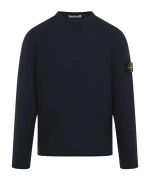 Stone Island Logo Patch Crewneck Sweatshirt - Blue