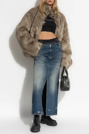 MISBHV Faux Fur Stand Collar Jacket