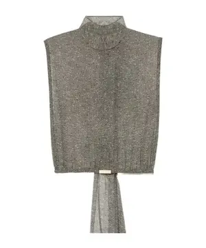 Gucci Sleeveless Sheer Georgette Top With Corsage Print And Tie Detail