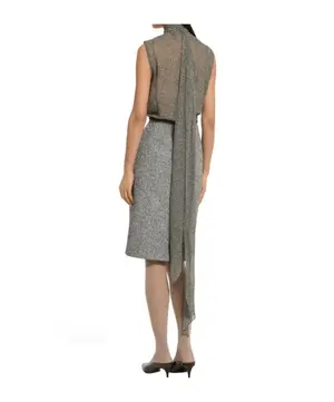 Gucci Sleeveless Sheer Georgette Top With Corsage Print And Tie Detail
