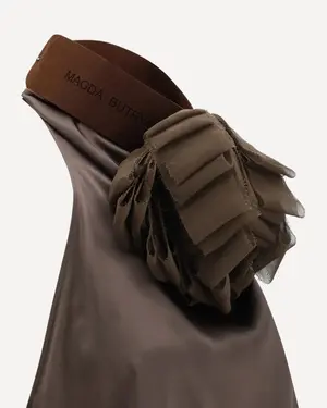 Magda Butrym Satin Open-back Lace-trim Blouse - Brown