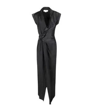 Victoria Beckham Asymmetric V-neck Knotted Dress - Black