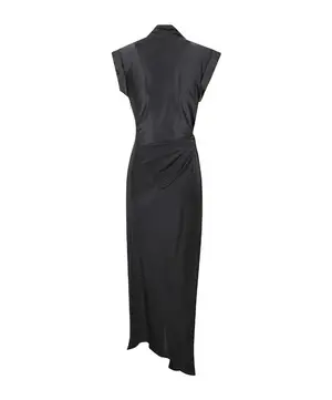 Victoria Beckham Asymmetric V-neck Knotted Dress - Black