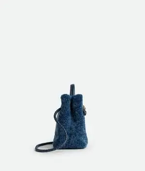Bottega Veneta Small Andiamo Shearling Bag With Sliding Strap - Blue