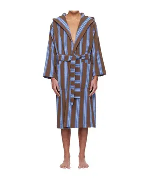 TEKLA Striped Hooded Bathrobe - Multicolor