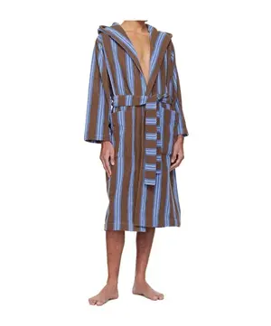 TEKLA Striped Hooded Bathrobe - Multicolor