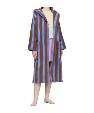 TEKLA Striped Hooded Bathrobe - Multicolor