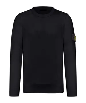 Stone Island Crew Neck Knitted Sweater - Black