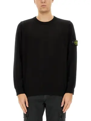 Stone Island Crew Neck Knitted Sweater - Black