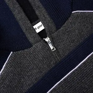 SELF-PORTRAIT Ribbed Knit Full Zip Hoodie