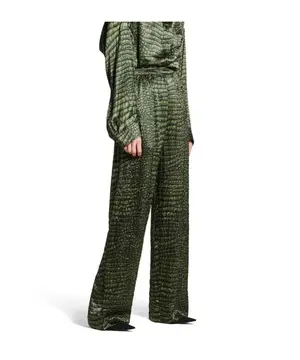 Balenciaga Snake Print Wide Leg Pajama Pants - Green