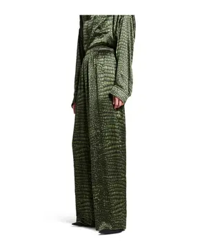 Balenciaga Snake Print Wide Leg Pajama Pants - Green
