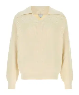 Bottega Veneta V-neck Knitted Jumper - Chalk