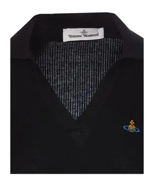 VIVIENNE WESTWOOD Orb Embroidered Knit Polo Top