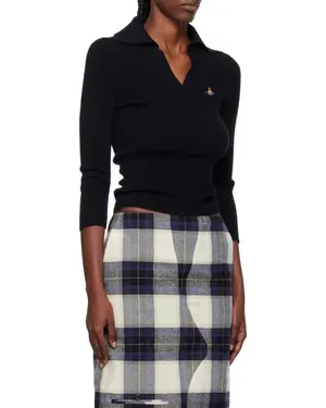 VIVIENNE WESTWOOD Orb Embroidered Knit Polo Top