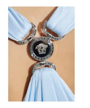 Versace V-neck Midi Dress With Open Back - Light Blue