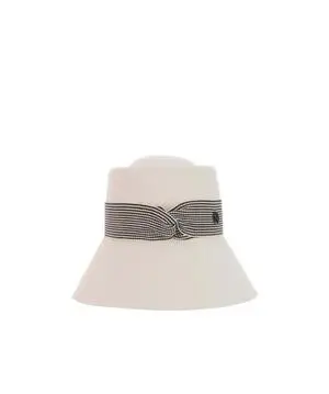 MAISON MICHEL Logo Detail Hat - Nude