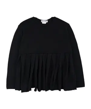 Comme Des Garçons Crew Neck Sweater With Gathered Skirt Hem