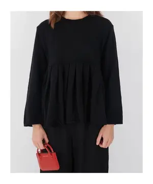 Comme Des Garçons Crew Neck Sweater With Gathered Skirt Hem