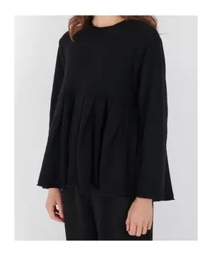 Comme Des Garçons Crew Neck Sweater With Gathered Skirt Hem