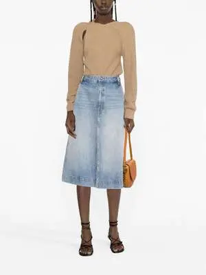 Stella McCartney Ribbed Knitted Long Sleeved Jumper With Knot Detailing - Brown