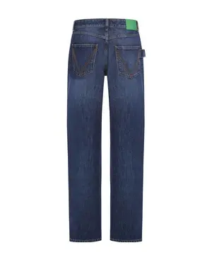 Bottega Veneta Logo Patch Straight Leg Jeans - Blue