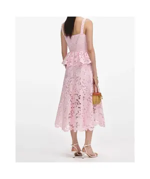 SELF-PORTRAIT Lace Peplum Midi Dress