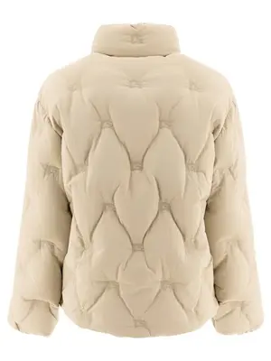 Burberry Zip-up Quilted Down Jacket With Embroidered Equestrian Knight Pattern - Lichen