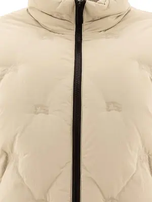 Burberry Zip-up Quilted Down Jacket With Embroidered Equestrian Knight Pattern - Lichen
