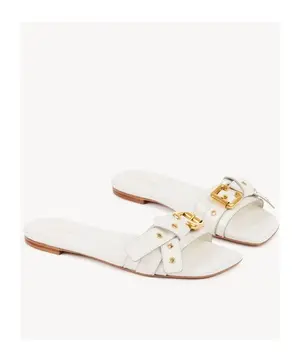 Chloé Mae Knot-detailed Slides - Eggshell