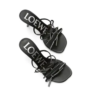 Loewe Petal Sandal In Suede And Rhinestones
