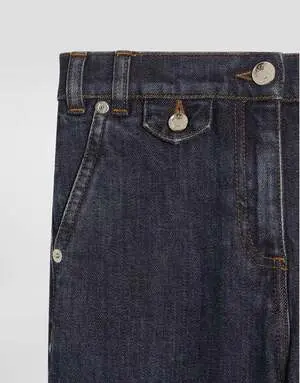 Dolce & Gabbana Cuffed Cotton Jeans - Black
