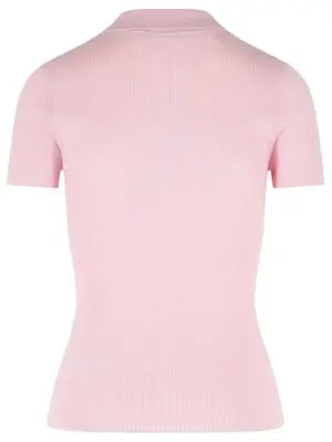 Max Mara Albero Short Sleeve Ribbed Polo Shirt - Pink