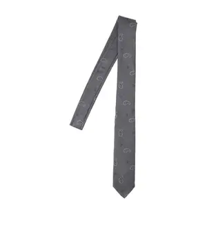 Thom Browne Paisley Jacquard Silk Tie - Gray