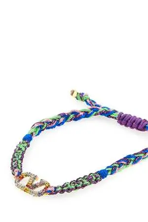 Valentino Garavani Vlogo Crystal-embellished Braided Bracelet