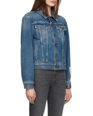 GOLDEN GOOSE Logo Patch Buttoned Denim Jacket - Gray