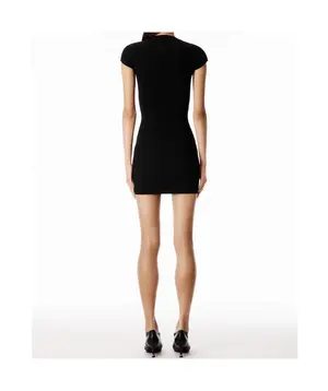 Alexander Wang Ribbed Logo Knit Mini Dress - Black
