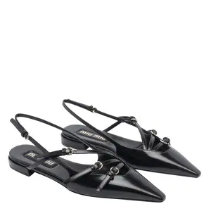 Miu Miu Buckle Flat Slingback Sandals