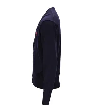 AMI Paris De Coeur Embroidered V-neck Cardigan - Black